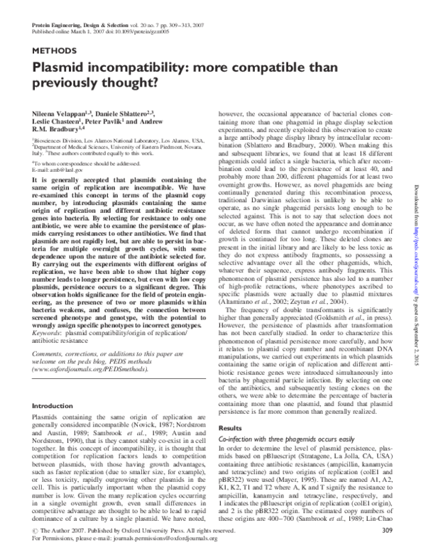 (PDF) Plasmid incompatibility: more compatible than previously thought?