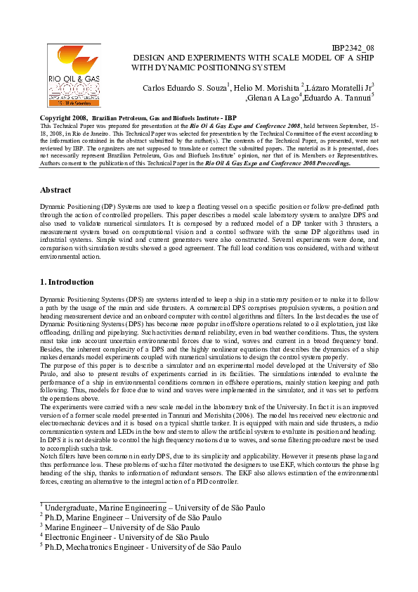 Pdf Design And Experiments With Scale Model Of A Ship With Dynamic