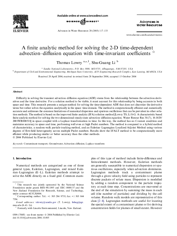 Pdf A Finite Analytic Method For Solving The 2 D Time Dependent