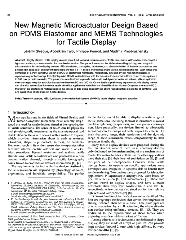 (PDF) New Magnetic Microactuator Design Based on PDMS Elastomer and ...