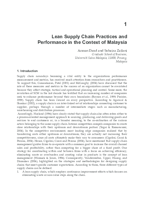 (PDF) Lean Supply Chain Practices and Performance in the Context of ...