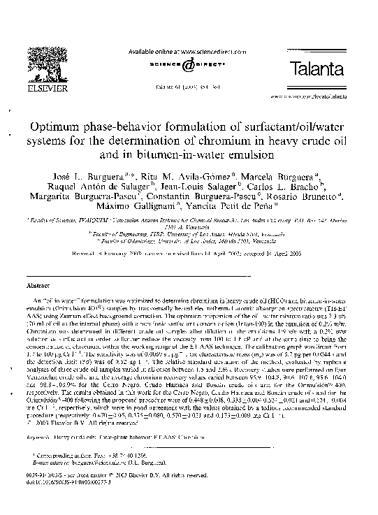 (PDF) Optimum phase-behavior formulation of surfactant/oil/water ...