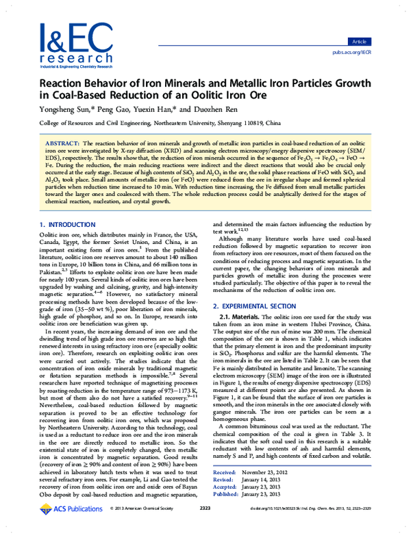 (PDF) Reaction Behavior of Iron Minerals and Metallic Iron Particles ...
