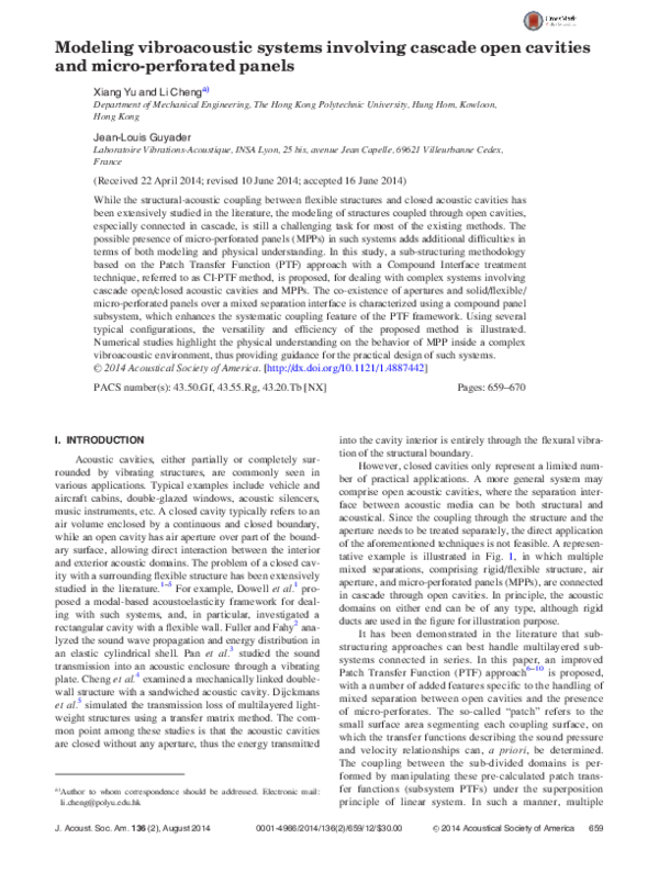(PDF) Modeling vibro-acoustics behaviour of micro-perforated structures using patch transfer ...