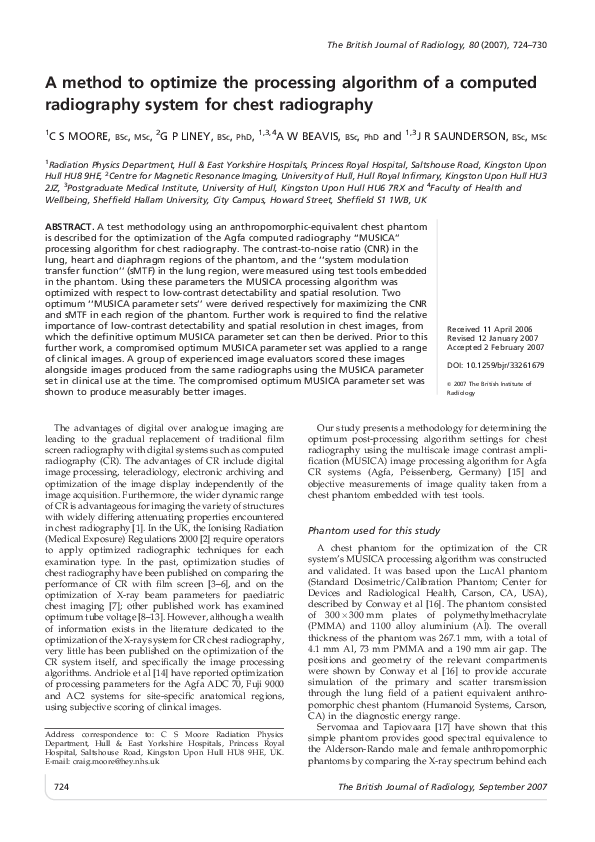 (PDF) A method to optimize the processing algorithm of a computed radiography system for chest ...