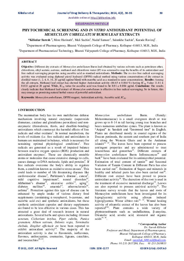 (PDF) Phytochemical Screening and in vitro Antioxidant Activity of Jawarish Amla - A Poly Herbal ...
