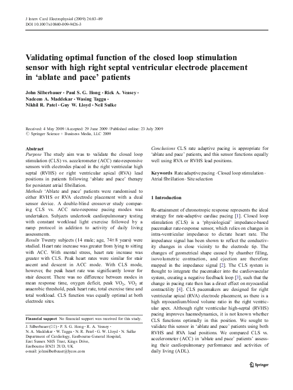 (PDF) Validating optimal function of the closed loop stimulation sensor with high right septal ...