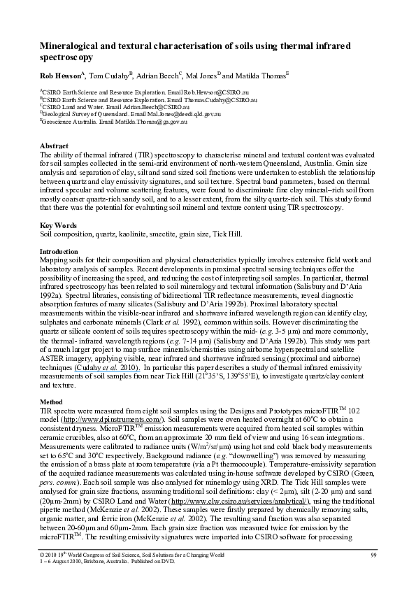 (PDF) Mineralogical and textural characterisation of soils using ... (PDF) Mineralogical and textural characterisation of soils using ...