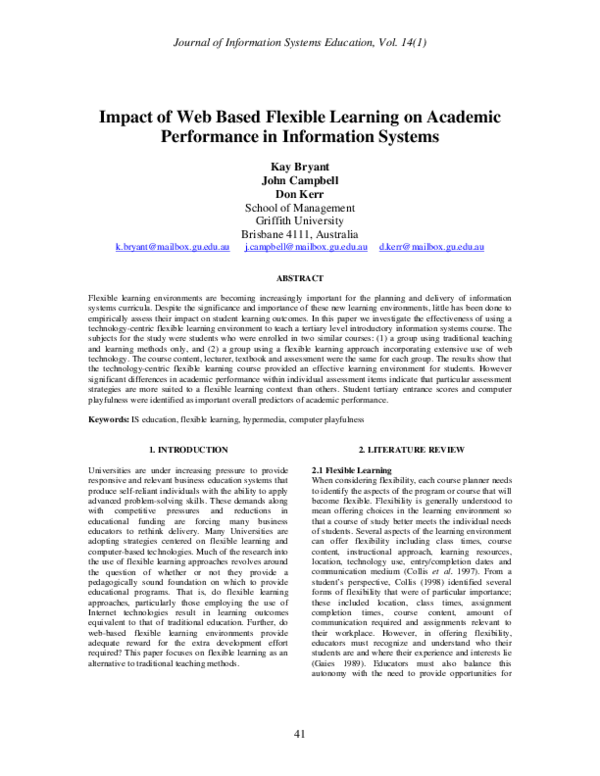 (PDF) Impact of Web Based Flexible Learning on Academic Performance in ...