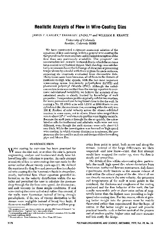 (PDF) Realistic analysis of flow in wire-coating dies