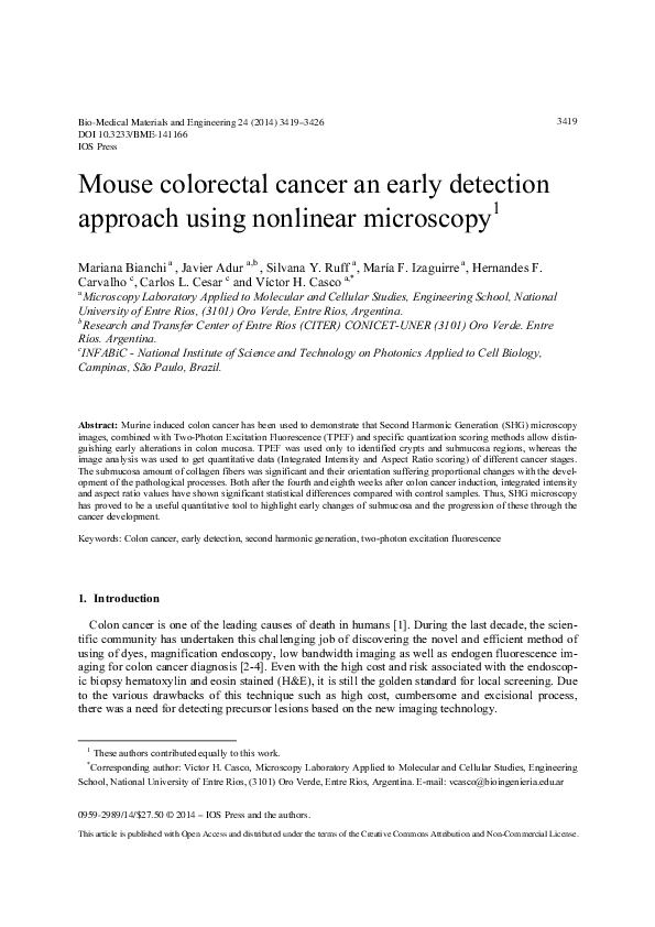 (PDF) Mouse colorectal cancer an early detection approach using ...