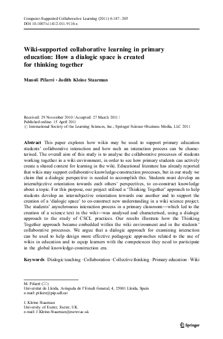 Wiki-supported collaborative learning in primary education: How a ...