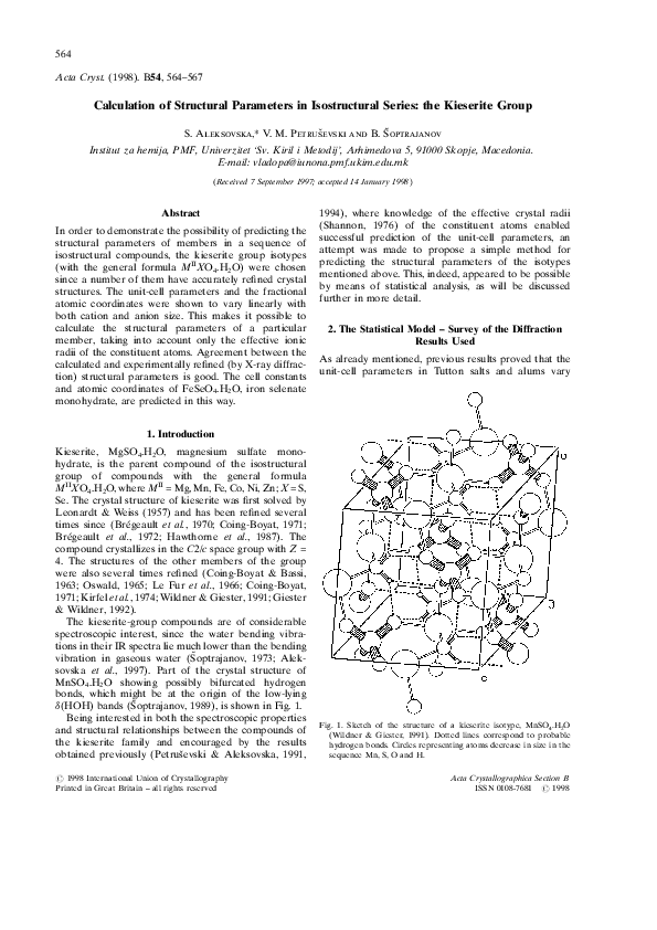 (PDF) Calculation of Structural Parameters in Isostructural Series: the ...