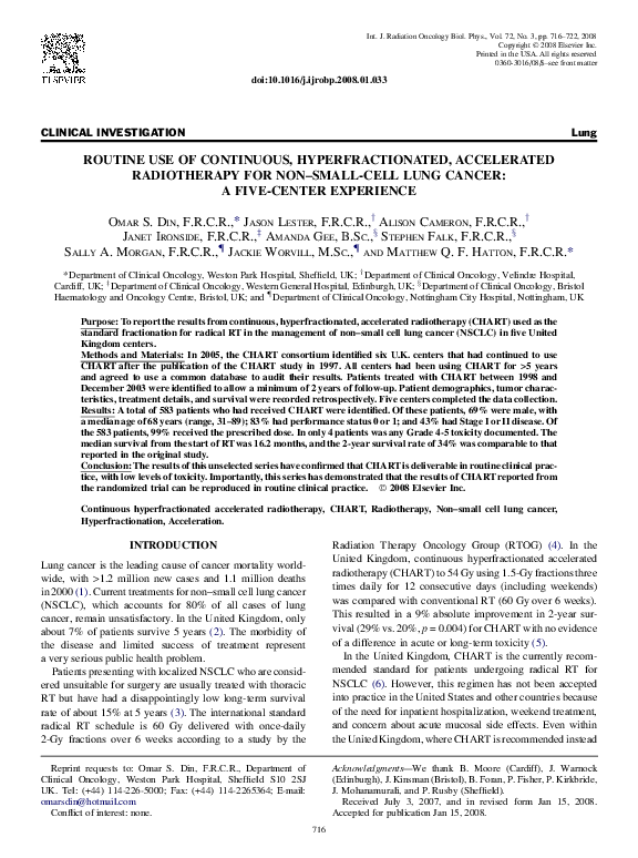 (PDF) Routine Use of Continuous, Hyperfractionated, Accelerated Radiotherapy for Non–Small-Cell ...