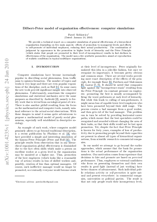 (PDF) Dilbert-Peter model of organization effectiveness: computer ...