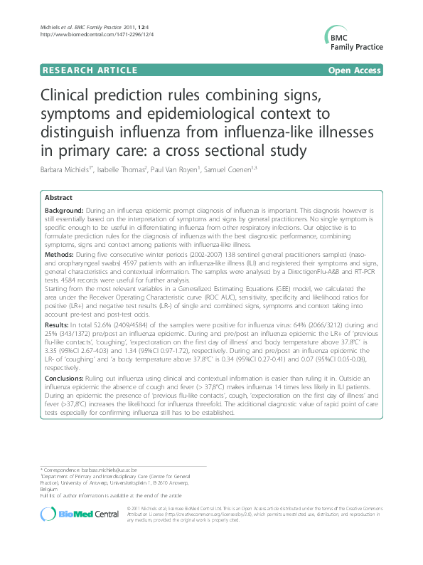 (PDF) Clinical prediction rules combining signs, symptoms and ...