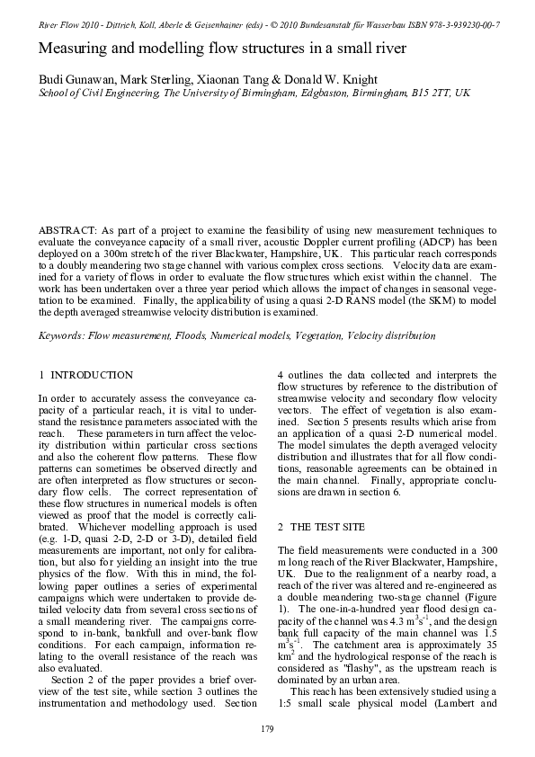 (PDF) Measuring and modelling flow structures in a small river