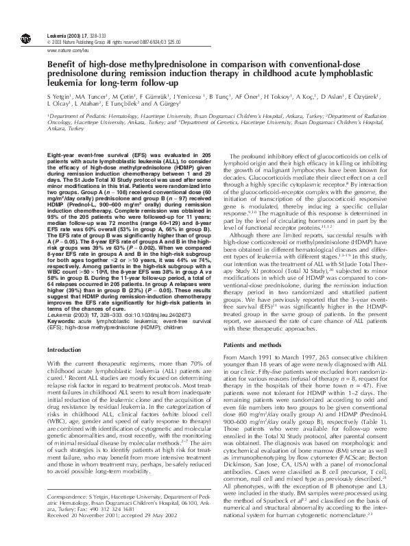 (PDF) Benefit of high-dose methylprednisolone in comparison with ...