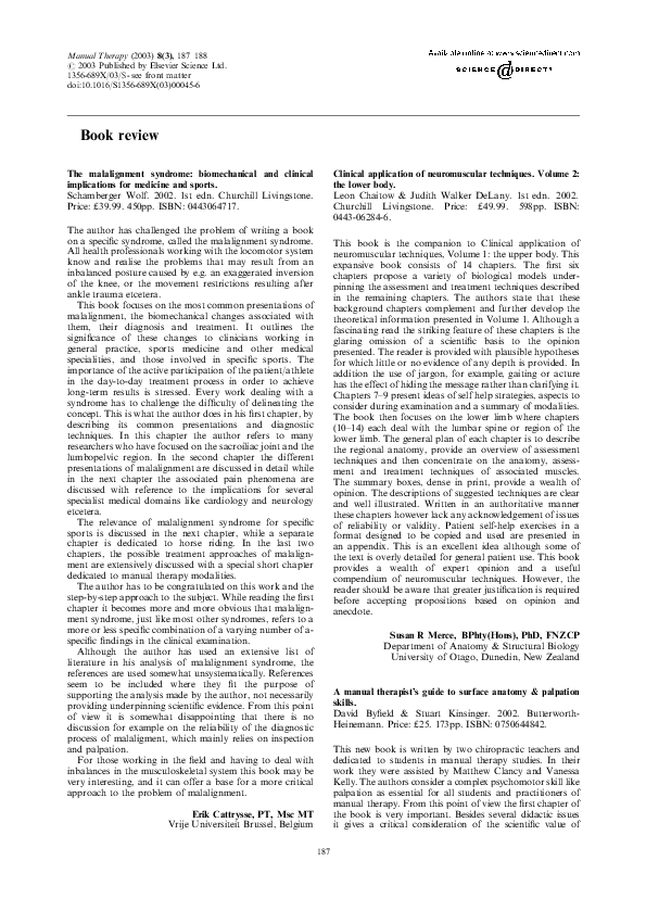 (PDF) The malalignment syndrome: biomechanical and clinical ...