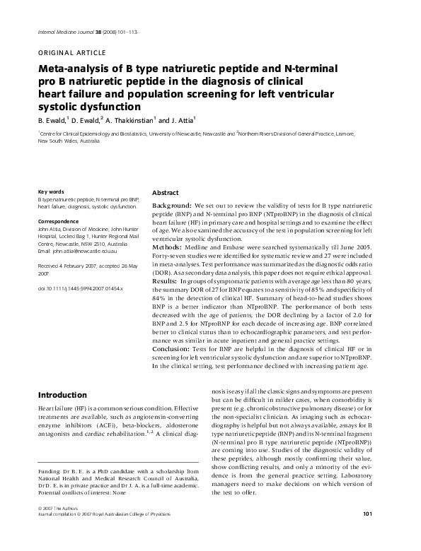 (PDF) Testing for BNP and NT-proBNP in the diagnosis and prognosis of ...