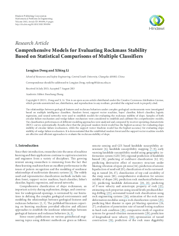 (PDF) Comprehensive models for evaluating rockmass stability based on statistical comparisons of ...