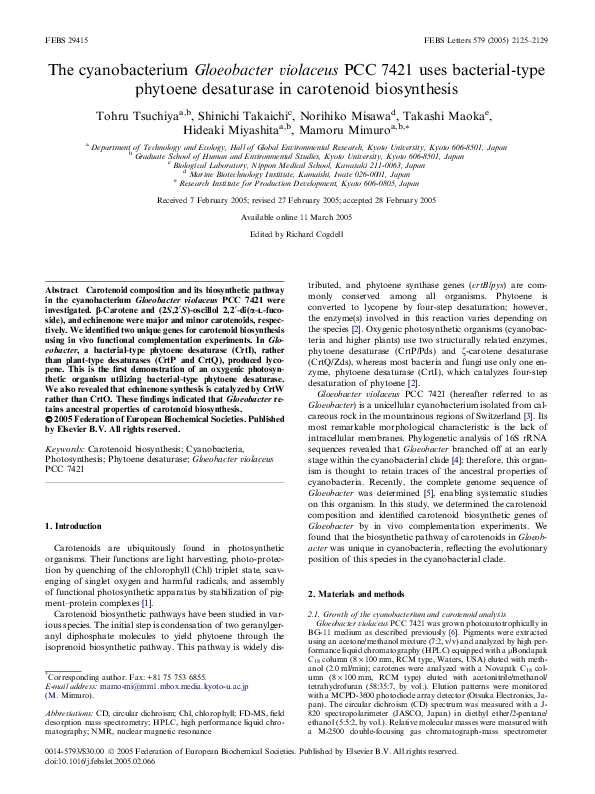 (PDF) The cyanobacterium Gloeobacter violaceus PCC 7421 uses bacterial ...