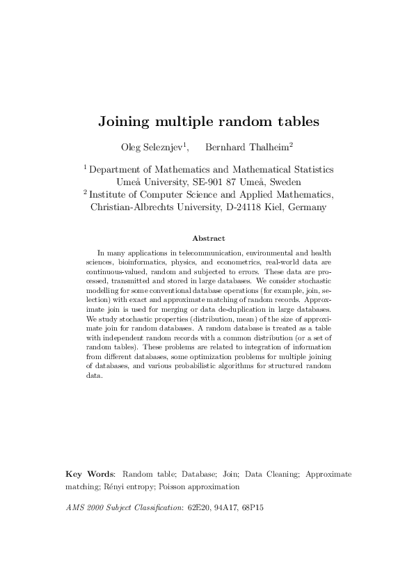 (PDF) Joining multiple random tables