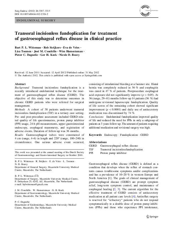 (PDF) Transoral incisionless fundoplication for treatment of ...