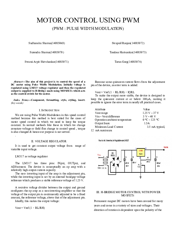 (DOC) MOTOR CONTROL USING PWM | HARI SANKAR - Academia.edu
