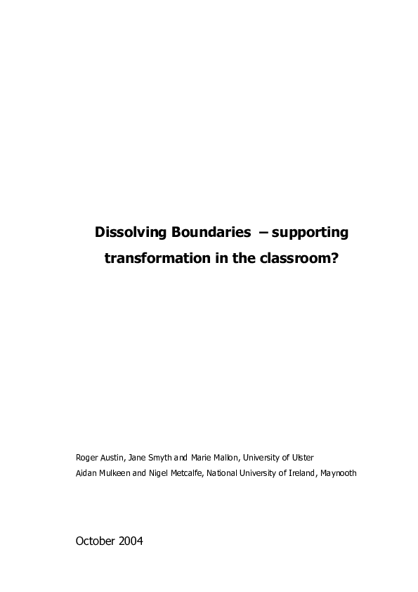 (PDF) Dissolving boundaries: supporting transformation in the classroom