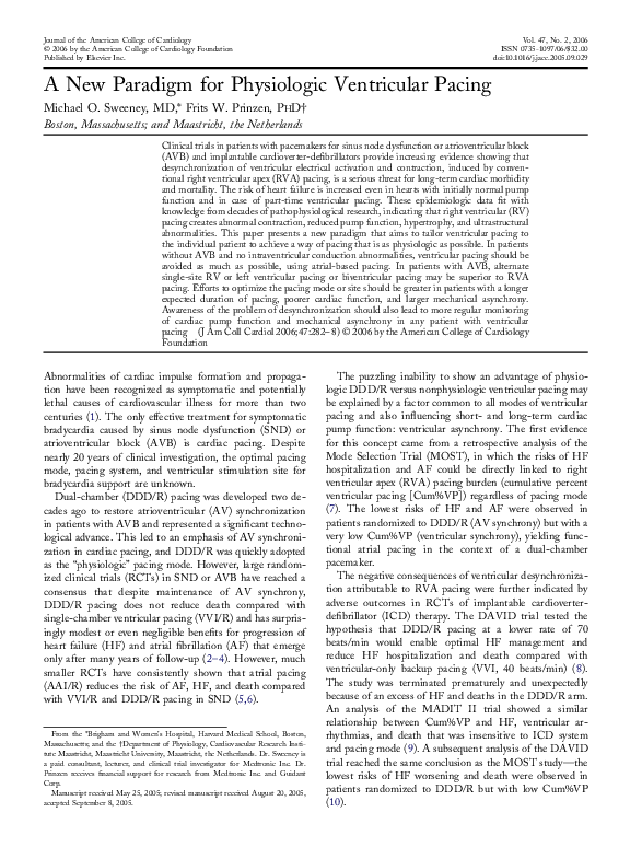 (PDF) A New Paradigm for Physiologic Ventricular Pacing