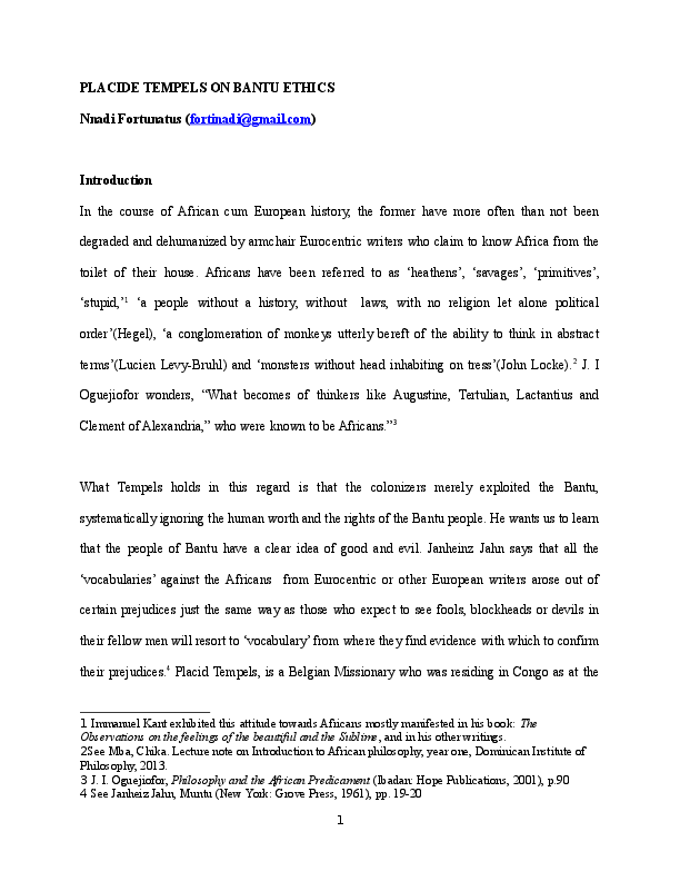 (DOC) PLACIDE TEMPELS ON BANTU ETHICS