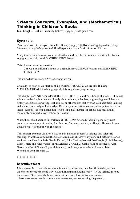 (DOC) Science Concepts, Examples, and (Mathematical) Thinking in ...