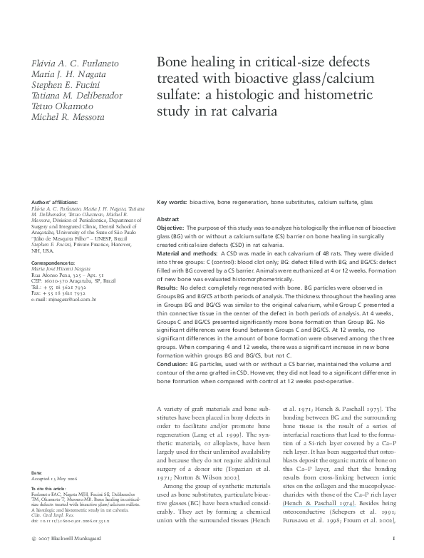 (PDF) Bone healing in critical-size defects treated with either bone ...