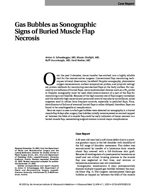 (PDF) Gas bubbles as sonographic signs of buried muscle flap necrosis