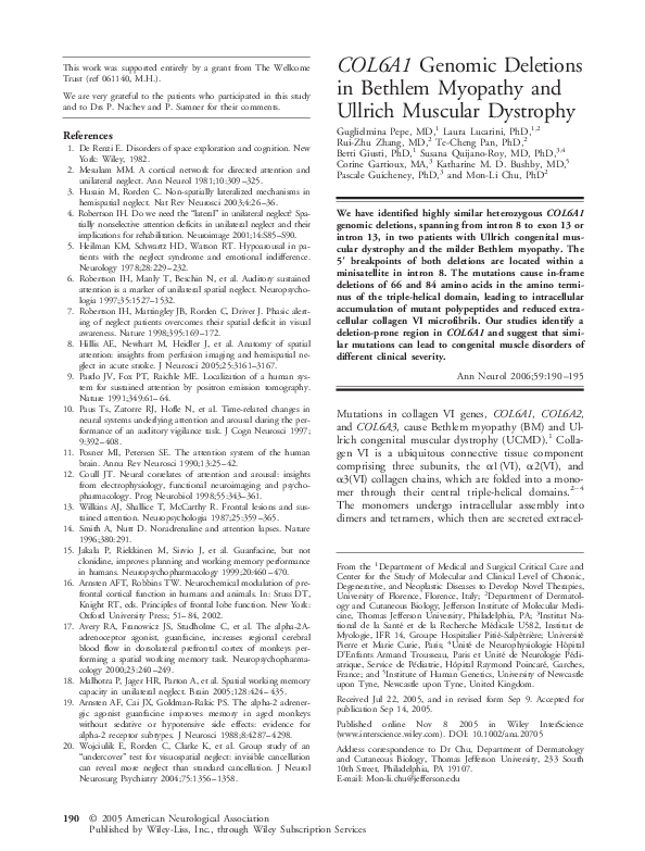 (PDF) COL6A1 genomic deletions in Bethlem myopathy and Ullrich muscular ...