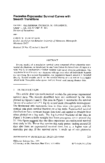 (PDF) Piecewise exponential survival curves with smooth transitions