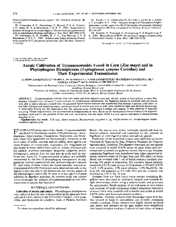 (PDF) Axenic Cultivation of Trypanosomatids Found in Corn (Zea mays ...