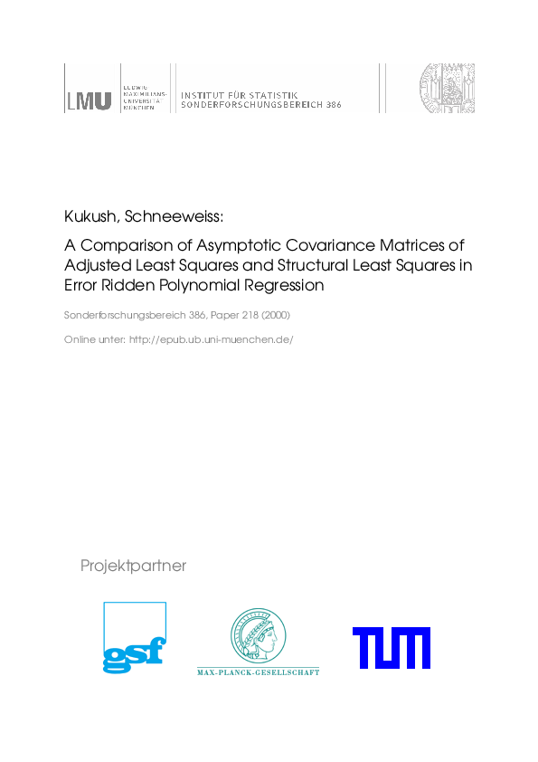 (PDF) A Comparison of Asymptotic Covariance Matrices of Adjusted Least Squares and Structural ...