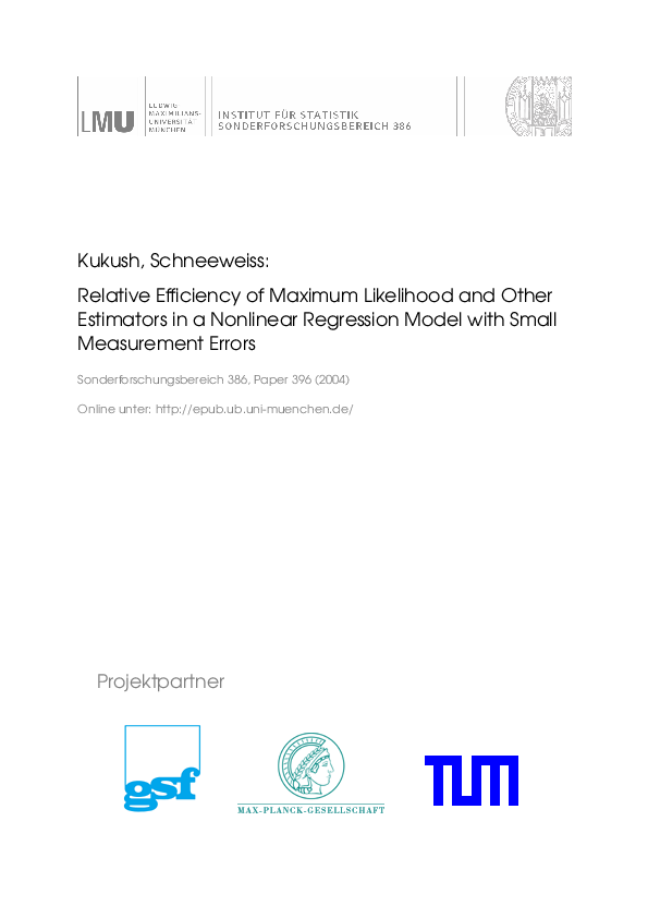 Pdf Relative Efficiency Of Maximum Likelihood And Other Estimators In A Nonlinear Regression