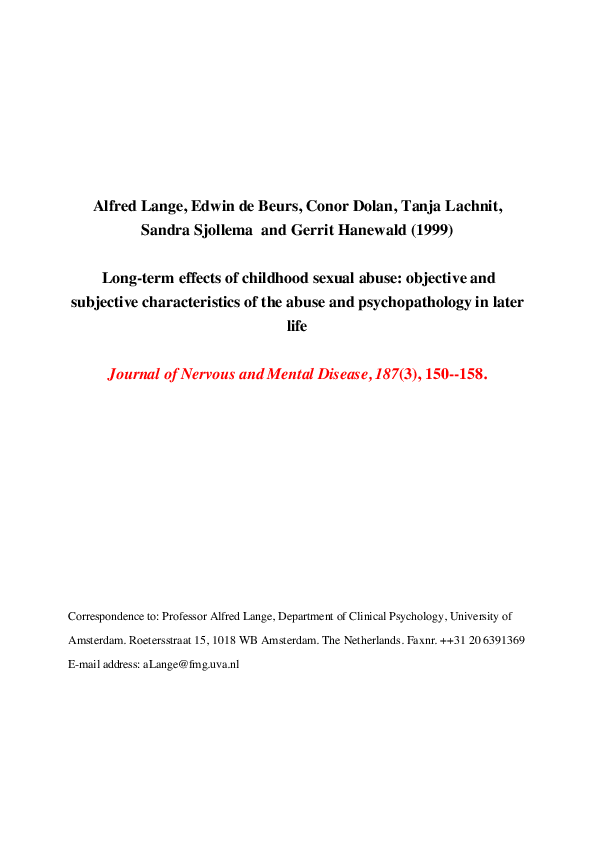 (PDF) Long-Term Effects of Childhood Sexual Abuse