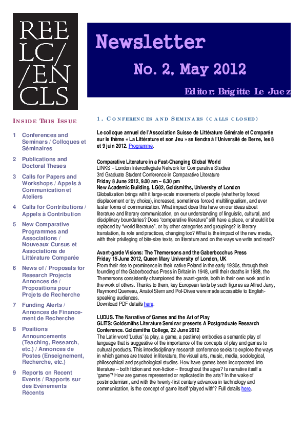(PDF) ENCLS Newsletter/Bulletin REELC 2 2012 | Brigitte Le Juez ...