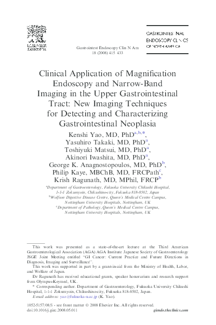 (PDF) Clinical application of magnification endoscopy and narrow-band ...