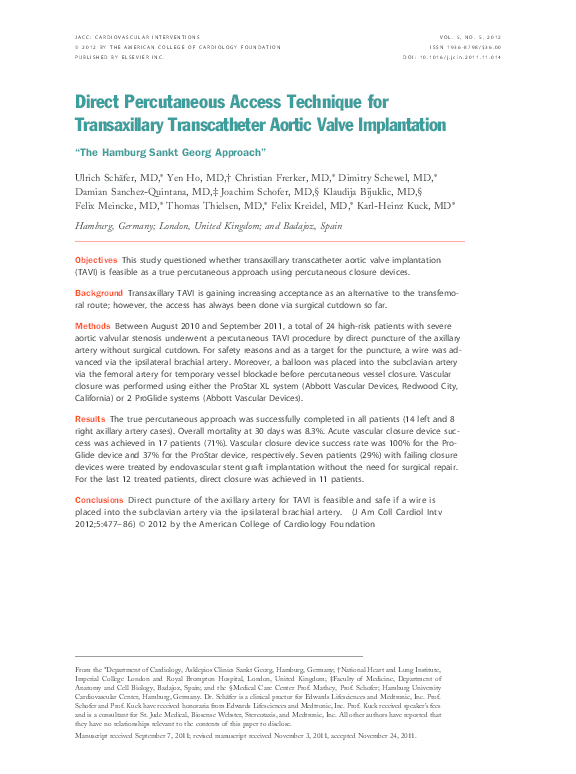 (PDF) Direct Percutaneous Access Technique for Transaxillary ...
