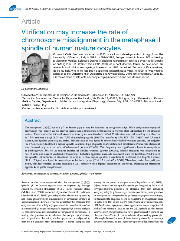 (PDF) Vitrification may increase the rate of chromosome misalignment in ...