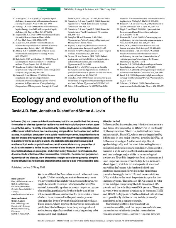 (PDF) Ecology and evolution of the flu