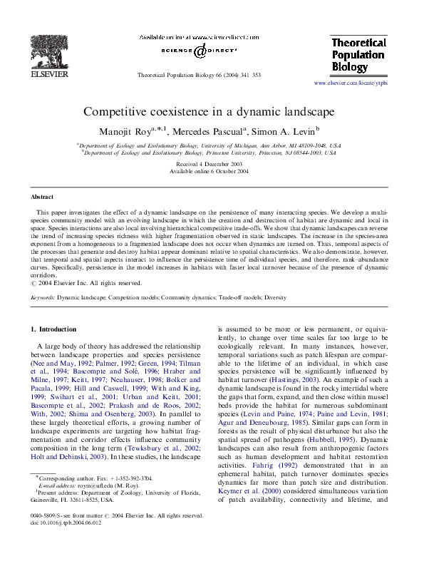 (PDF) Competitive coexistence in a dynamic landscape