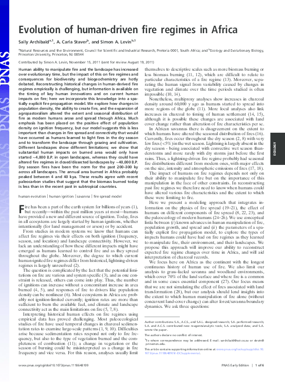 (PDF) Evolution of human-driven fire regimes in Africa