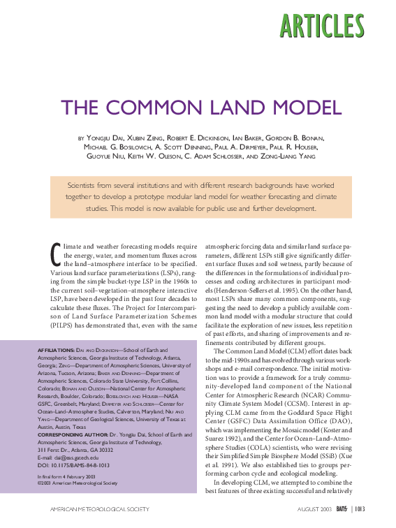 (PDF) Technical description of version 4.0 of the Community Land Model ...