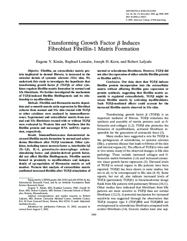 (PDF) Transforming growth factor ? induces fibroblast fibrillin-1 ...